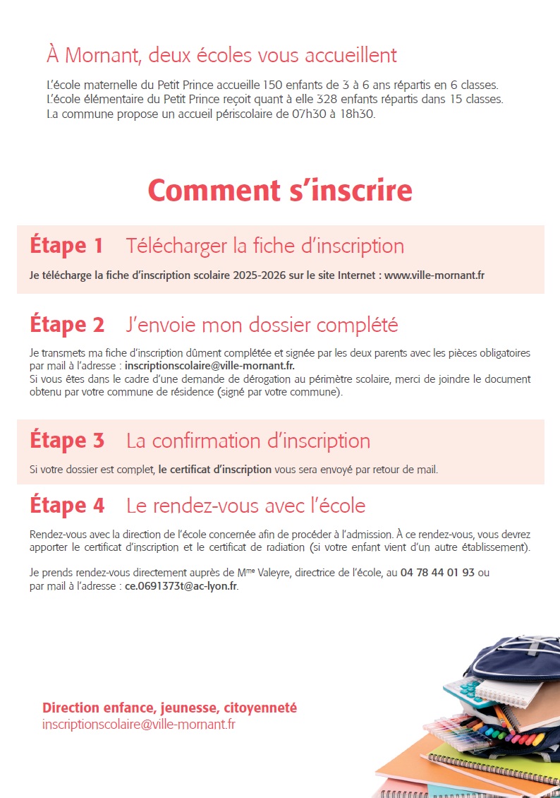 Ville de Mornant (Rhône), Site Officiel - Inscriptions scolaires 2025-2026